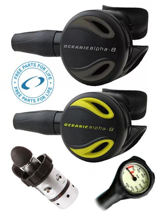 Oceanic Regulator Set Alpha 8 / SP5 w Octopus & SPG ($719) | ODG Australia